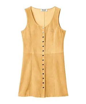 Miu Miu Waxed Suede Button-up Dress - Yellow