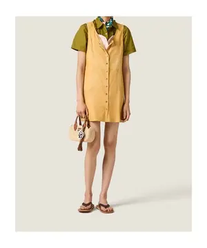 Miu Miu Waxed Suede Button-up Dress - Yellow