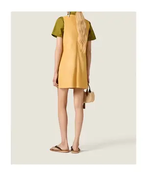 Miu Miu Waxed Suede Button-up Dress - Yellow