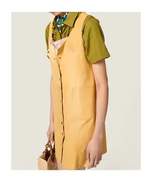 Miu Miu Waxed Suede Button-up Dress - Yellow