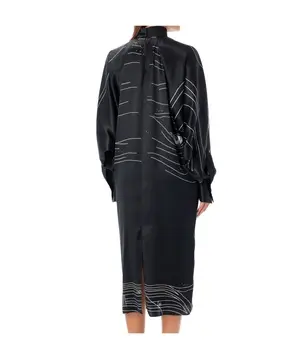 FERRAGAMO High-neck Printed Midi Dress