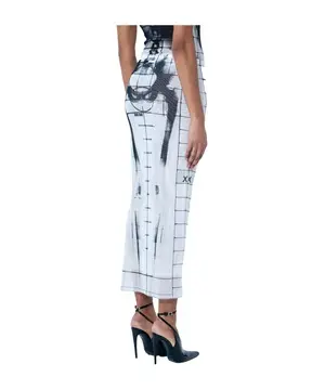 JEAN PAUL GAULTIER Squeletor" Printed Mesh Skirt - Multicolor