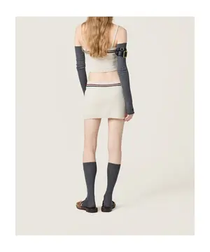 Miu Miu Cropped Knit Top - White