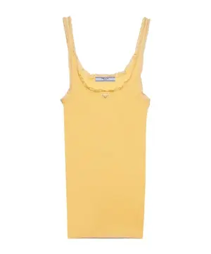Prada Lace-detailed Ribbed Tank Top