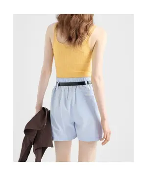 Prada Lace-detailed Ribbed Tank Top
