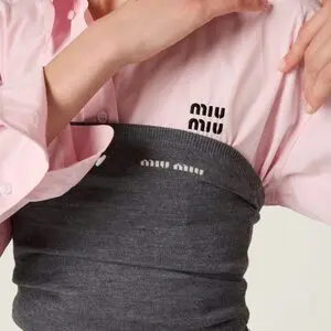 Miu Miu Wool Knit Tube Top With Logo Patch