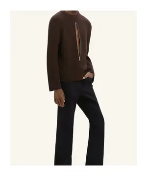 COURREGES Zipped Ribbed Wool Sweater