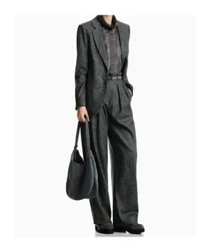 Emporio Armani Pleated Check Flannel Trousers