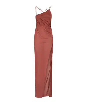 Blumarine Viscose Crepe Long Dress - Brown