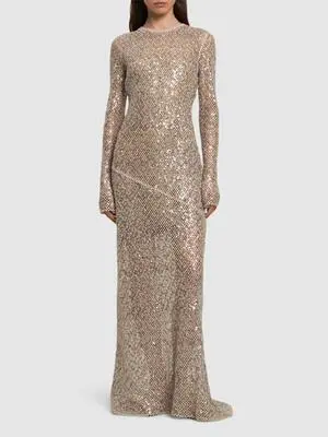 Brunello Cucinelli Sequined Open Back Long Dress
