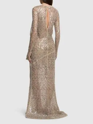 Brunello Cucinelli Sequined Open Back Long Dress