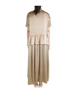 UMA WANG Short Sleeve Layered Maxi Dress - Nude
