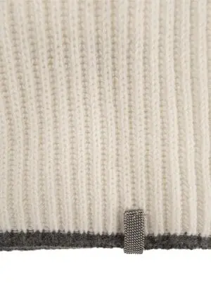 Brunello Cucinelli Logo Tag Ribbed Knit Scarf