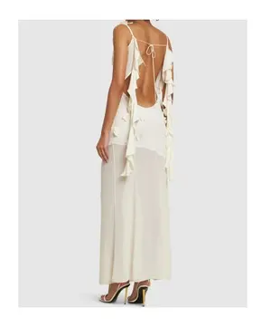 ROTATE BY BIRGER CHRISTENSEN Flower Embroidery Maxi Dress