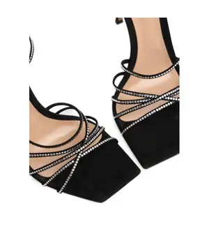 GIANVITO ROSSI Suede Crystal Embellished Sandals