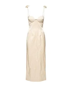 Magda Butrym Cotton Blend Midi Dress With Flower Appliqués