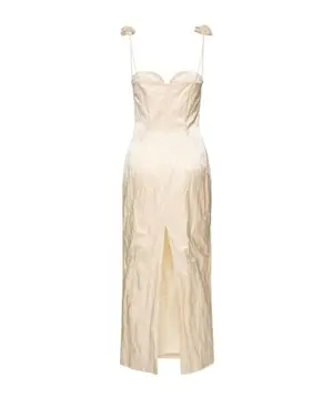 Magda Butrym Cotton Blend Midi Dress With Flower Appliqués