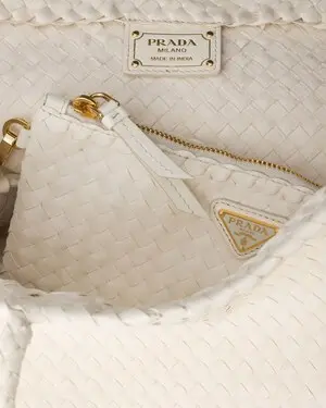 Prada Large Leather Tote Bag - White