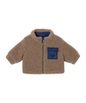 Fendi Teddy Bear Fleece Jacket With Embroidered Ff Logo - Beige