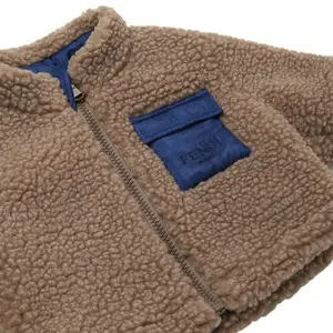 Fendi Teddy Bear Fleece Jacket With Embroidered Ff Logo - Beige