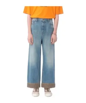 Valentino Garavani Logo Patch Wide Leg Jeans