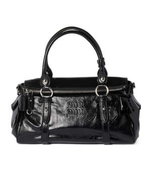 Miu Miu Shiny Leather Handbag - Black