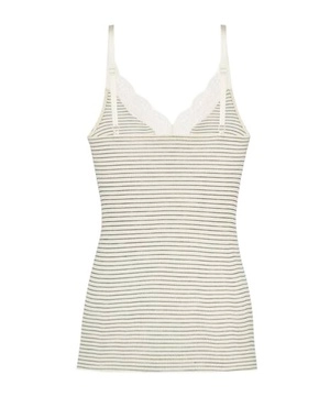 Saint Laurent Ribbed Wool And Silk Lace Trimmed Tank Top - White