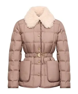 Moncler Cygnes Belted Short Down Jacket - Brown