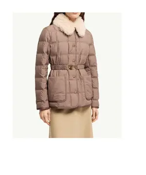 Moncler Cygnes Belted Short Down Jacket - Brown