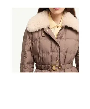 Moncler Cygnes Belted Short Down Jacket - Brown