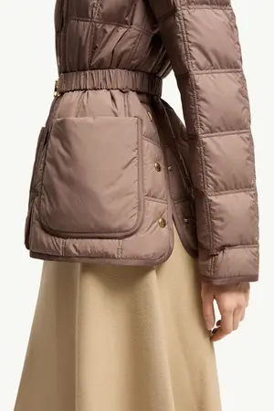Moncler Cygnes Belted Short Down Jacket - Brown