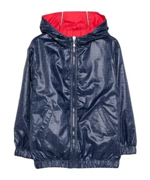 Fendi Ff Logo-print Hooded Jacket - Blue