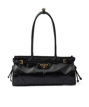 Prada Bonnie Medium Leather Handbag - Black