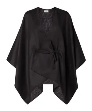 Fendi Belted Ff Monogram Wrap Cloak - Black