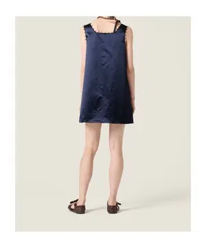 Miu Miu Satin Mini Dress With Embroidered Accents