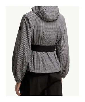 Moncler Rythme Belted Short Jacket With Gingham Checks
