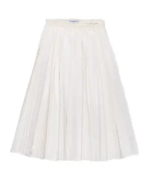 Prada Pleated Silk Faille Midi Skirt