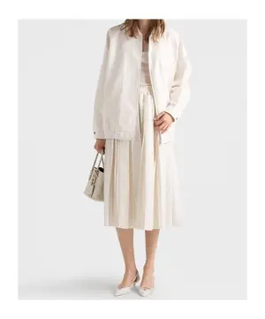 Prada Pleated Silk Faille Midi Skirt