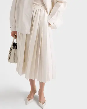 Prada Pleated Silk Faille Midi Skirt