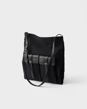 Prada Route Canvas And Leather Shoulder Bag