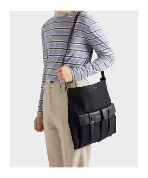 Prada Route Canvas And Leather Shoulder Bag