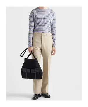 Prada Route Canvas And Leather Shoulder Bag