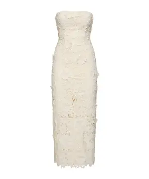 ROTATE BY BIRGER CHRISTENSEN Midriff-baring Midi Lace Dress