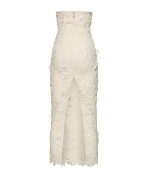 ROTATE BY BIRGER CHRISTENSEN Midriff-baring Midi Lace Dress