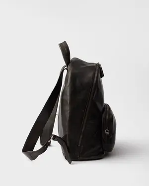 Prada Distressed Nappa Leather Backpack - Dark Brown