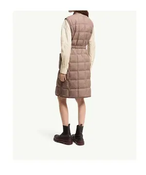 Moncler Cygnette Square Quilted Long Down Vest - Brown