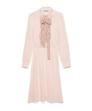 Prada Embroidered Marocain Dress - Peach