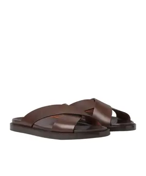 Loro Piana Riviera Slide Walk Sandals - Dark Mocha