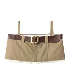 Miu Miu Belted Chino Top With Raw Edge Lining