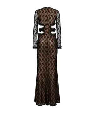SELF-PORTRAIT Round-collar Long-sleeved Dress
